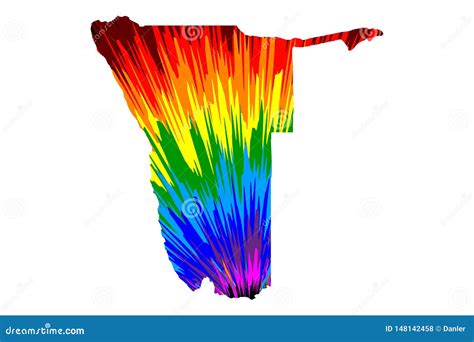 Namibia Map Is Designed Rainbow Abstract Colorful Pattern Republic