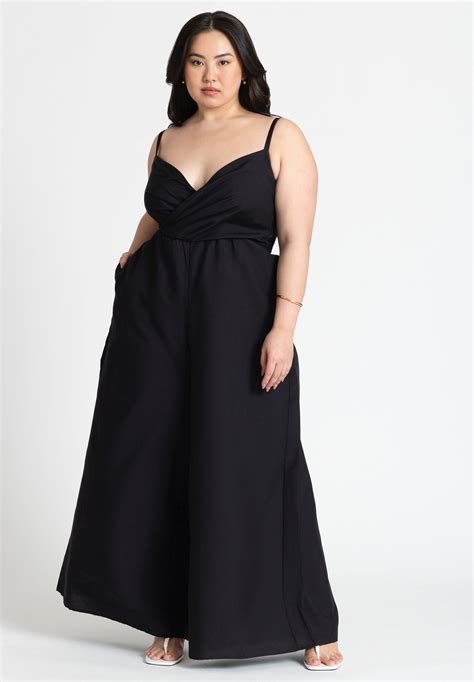 Elegant Wide Leg Jumpsuit For Date Night Black Onyx Eloquii