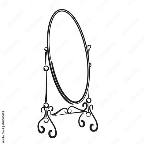 Big Standing Mirror Sketch Mirror Illustration Stock Vector Adobe Stock