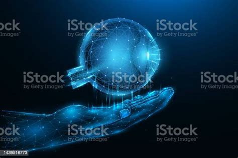 인간의 눈을 가진 손의 다각형 벡터 그림 비전 개념입니다 의료 배너 템플릿 또는 배경입니다 눈 신체 부분에 대한 스톡 벡터 아트