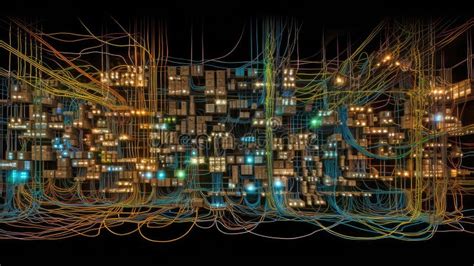 Data Packets Flowing Through Cables And Routers Visualizing The Intricate Pathways Of Digital