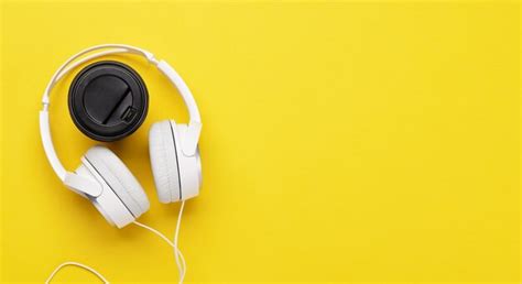 Premium Photo Headphones On Yellow
