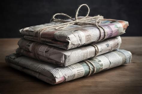 Premium AI Image Stack Wrapped Books Newspaper Cover Novel Decor