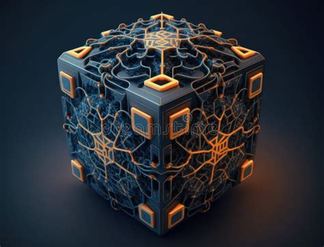 3d Cube Neural Network 3d Illustration Big Data And Cybersecurity