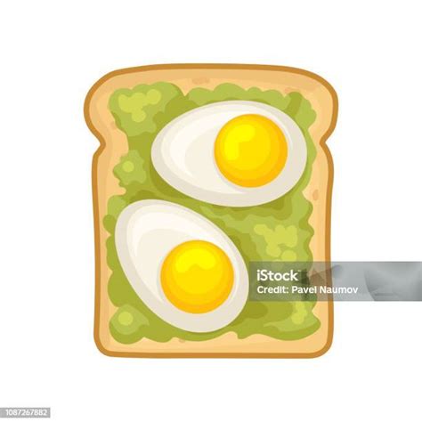 맛 있는 샌드위치의 평면 벡터 아이콘입니다 아보카도와 삶은 계란의 반쪽 신선한 호 밀 빵 맛 있어 간식 아침 식사 건강한 식생활에 대한 스톡 벡터 아트 및 기타 이미지