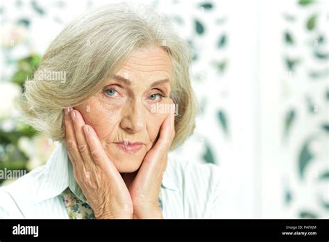 Sad Senior Woman Stock Photo Alamy