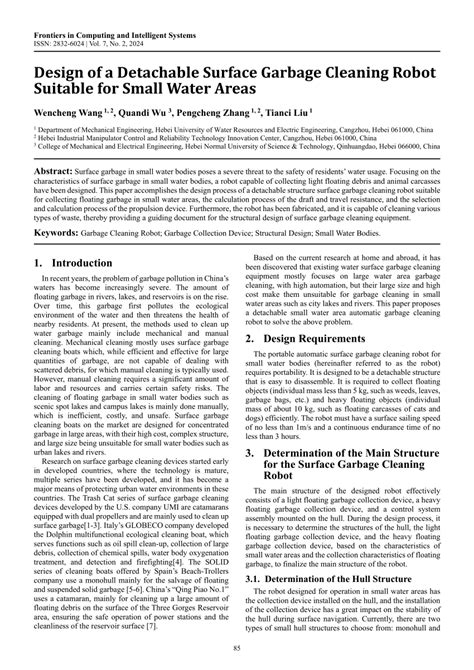 Pdf Design Of A Detachable Surface Garbage Cleaning Robot Suitable For Small Water Areas