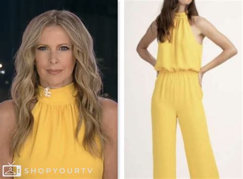 Fox And Friends July 2024 Cheryl Casones Yellow Halter Jumpsuit