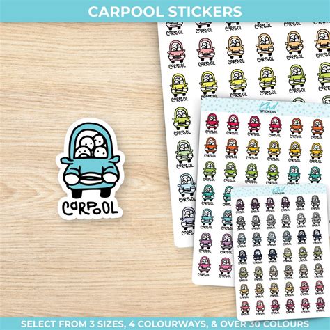 Carpool Planner Stickers Three Sizes Including Tiny Removable Etsy