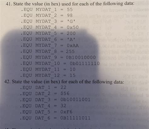 Solved 41 State The Value In Hex Used For Each Of The
