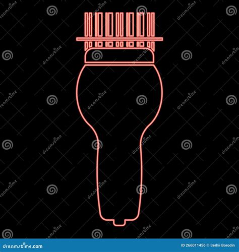 Neon Scanning Barcode With Hand Scanner Red Color Vector Illustration Image Flat Style Stock