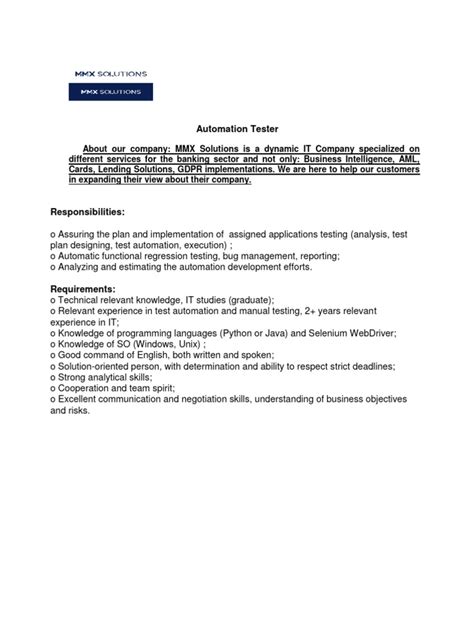 Automation Tester Pdf