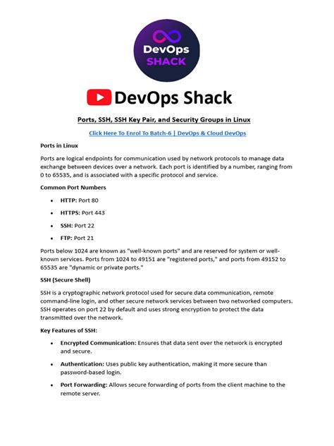Ports Ssh Ssh Key Pair And Security Groups In Linux Pdf Secure Shell Port Computer