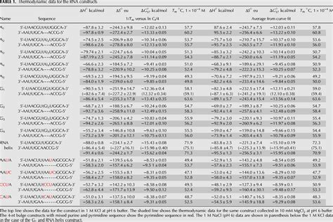 Thermodynamic Examination Of 1 To 5 Nt Purine Bulge Loops In Rna And Dna Constructs