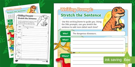 Dinosaurs Writing Prompt Stretch The Sentence Twinkl