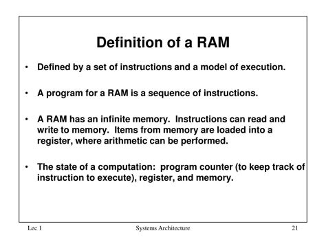Ppt Systems Architecture Lecture 1 Random Access Machines Powerpoint