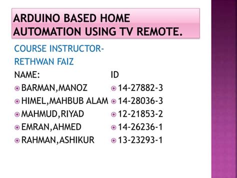 arduino based home automation using tv remote pptx radio control