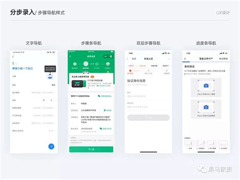 分布录入模式下步4种步骤导航选择： 1文字导航：当表单为2步录入表单时，我们展示步骤条带给用户的引导意义并不大，通常这种情况下我们会选择省略