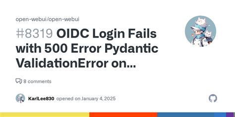oidc login fails with 500 error pydantic validationerror on missing