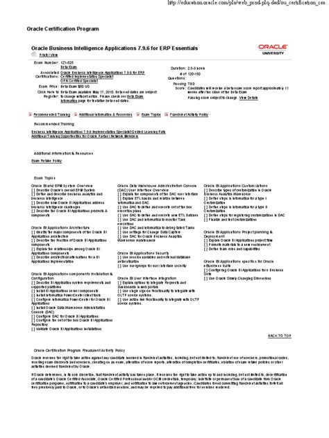 Oracle Business Intelligence Applications 796 For Erp Essentials Pdf Oracle Database