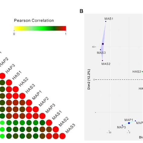 Correlation Analysis And Pca Of 18 Samples From Transcriptome Samples Download Scientific