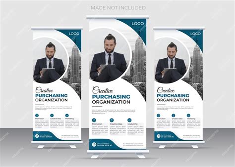 현대 독특한 비즈니스 롤업 또는 배너 디자인 서식 파일 스탠드 프리미엄 벡터