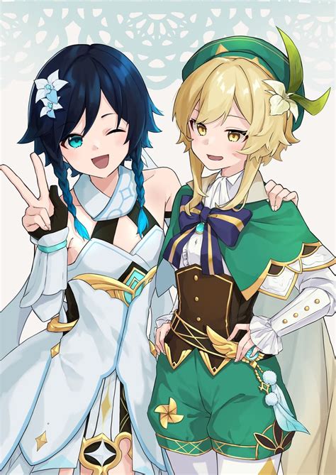 Lumine And Venti Genshin Impact Drawn By Yu Ri Danbooru