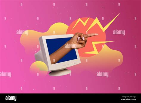 Creative Collage Banner Human Arm Pointing Gesture Showing Sign Old