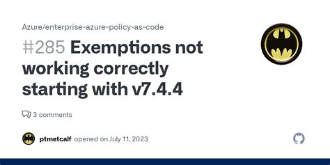 Exemptions Not Working Correctly Starting With V Issue Azure Enterprise Azure