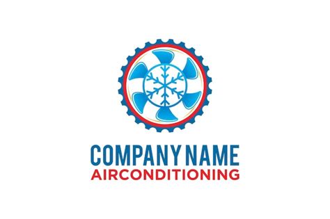 에어컨 냉각 및 난방 로고 디자인 송풍기 팬 아이콘 기호 장부 기어 산업 기호 프리미엄 벡터