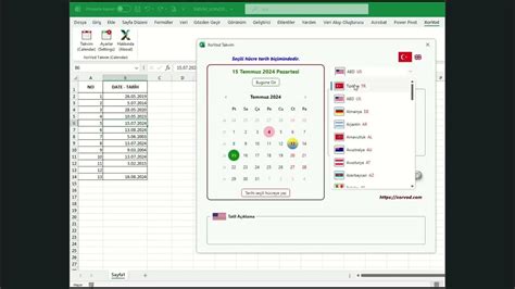 Excel Popup Calendar Add In And Public Holidays Excel Takvim Eklentisi Youtube