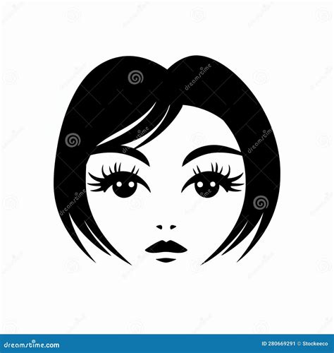 Cute Girl Face Logo Stock Image Download In Aubrey Beardsley Style