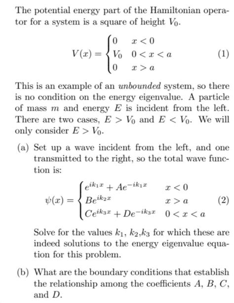 Solved The Potential Energy Part Of The Hamiltonian Operator