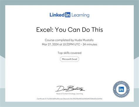 huda mustafa on linkedin certificate of completion