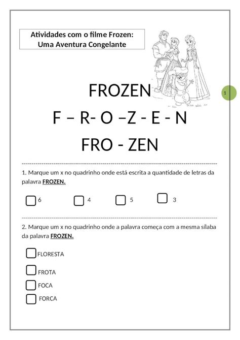 Doc Atividades Com O Filme Frozen Dokumen Tips