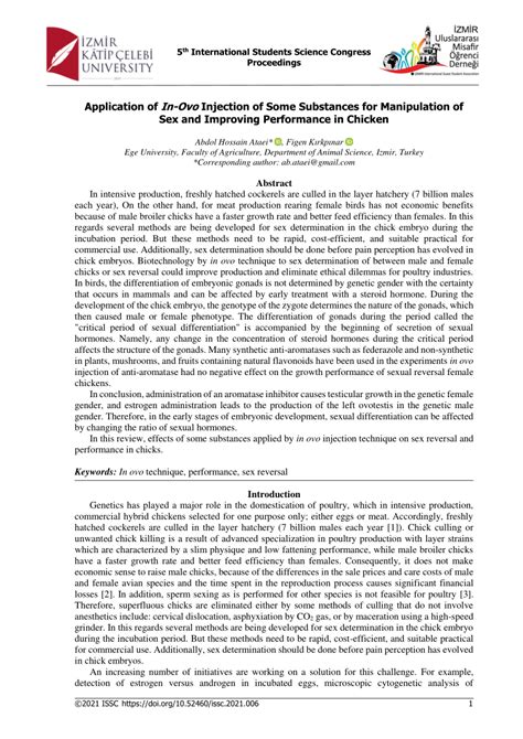 Pdf Application Of In Ovo Injection Of Some Substances For