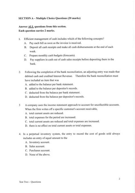 Solved Section A Multiple Choice Questions 20 Marks Answer