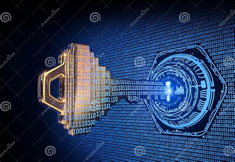Cybersecurity Concept 3d Rendered Illustration Of A Binary Code Key Stock Illustration