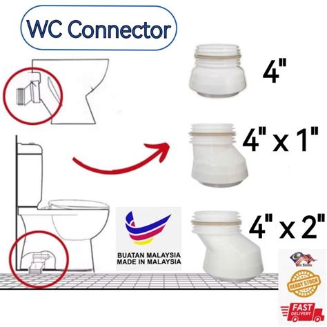 Ready Stock 4 Upvc Wc Straight Offset Connector 4x1 4x2 Tandas Jamban Penyambung