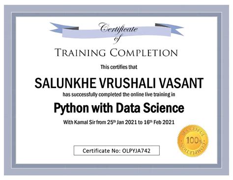 vrushali salunkhe on linkedin i m happy to share that i ve obtained a new certification python