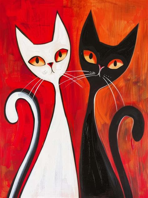 Black And White Cats 7 Art Print By Moving Clouds Art Fy