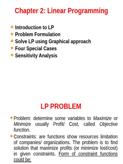 Chapter 2 Lp Graphical Method Pdf Mathematical Optimization Systems Analysis