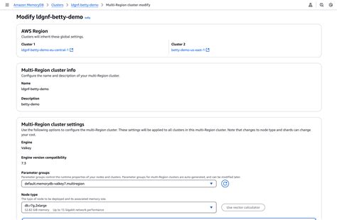 using memorydb multi region with the console amazon memorydb