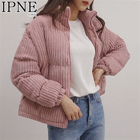 추운 겨울 입기좋은 따뜻한 여성 숏패딩 왕골덴패딩점퍼 코듀로이 웰론 Fashion Pullover Sweaters