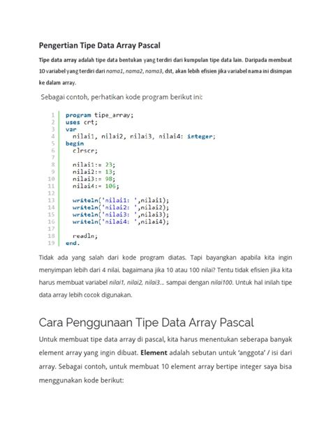 Pengertian Tipe Data Array Pascal Pdf