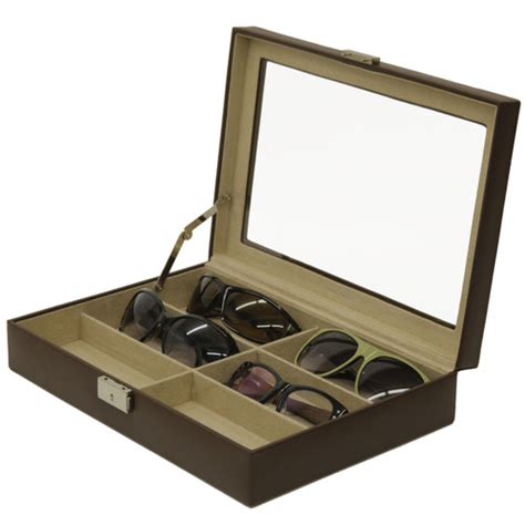 Eyeglass Sunglass Storage Case Leather Brown Storage And Display Cases On