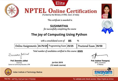 sushmitha on linkedin nptel online certification for the joy of