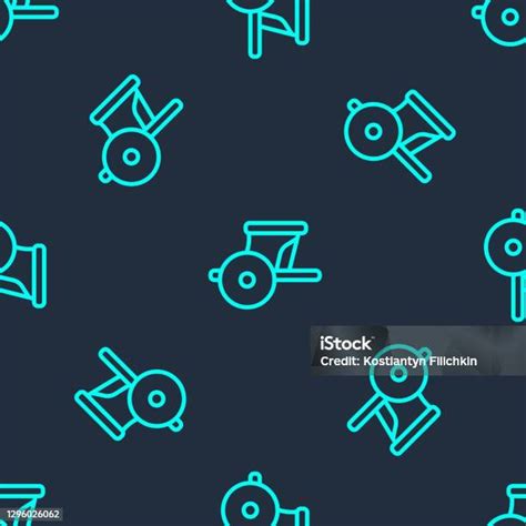 녹색 라인 고대 그리스 전차 아이콘 은 파란색 배경에 절연 원활한 패턴 벡터 0명에 대한 스톡 벡터 아트 및 기타 이미지 0