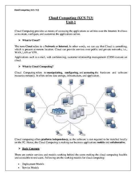 Cc Notes 1 Cloud Computing Kcs 713 Unit Cloud Computing Provides Us Means Of Accessing The