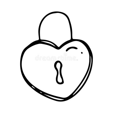 Hand Drawn Padlock Sketch Style Locked Padlock Drawing Security Concept Art Stock Illustration